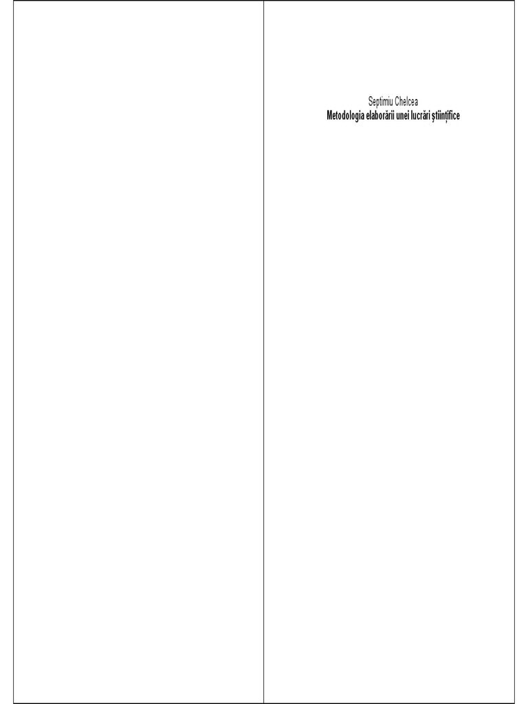 Metodologia Elaborarii Unei Lucrari Stiintifice Septimiu Chelcea PDF | PDF