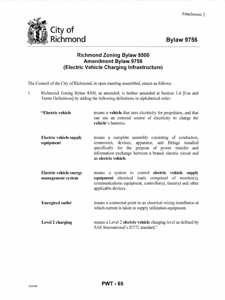 Richmond EV Charging Amendment To Zoning Bylaw Dec 2017 | PDF