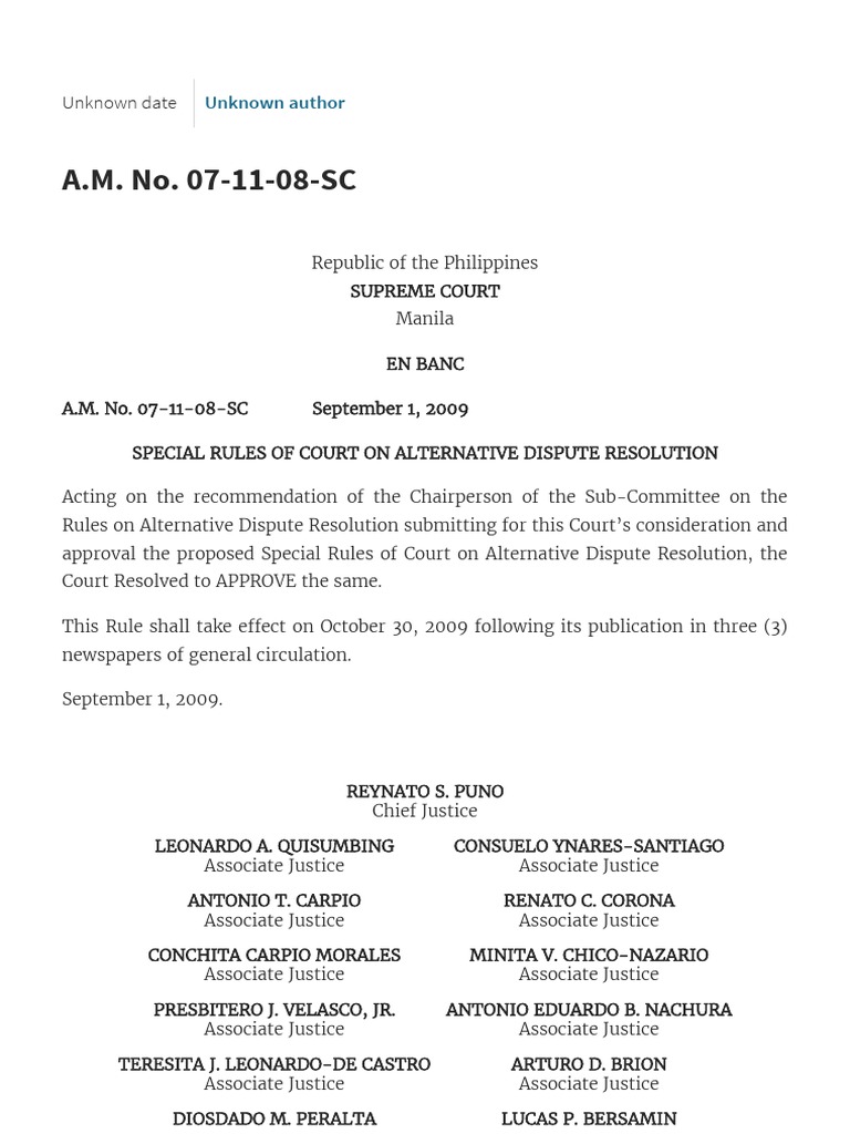 Special Rules of Court ADR | PDF | Alternative Dispute Resolution ...