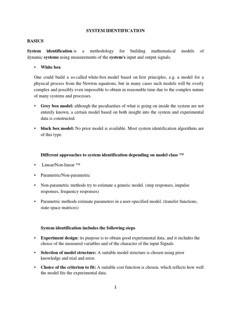 System Identification Basics System Identification Is | PDF ...