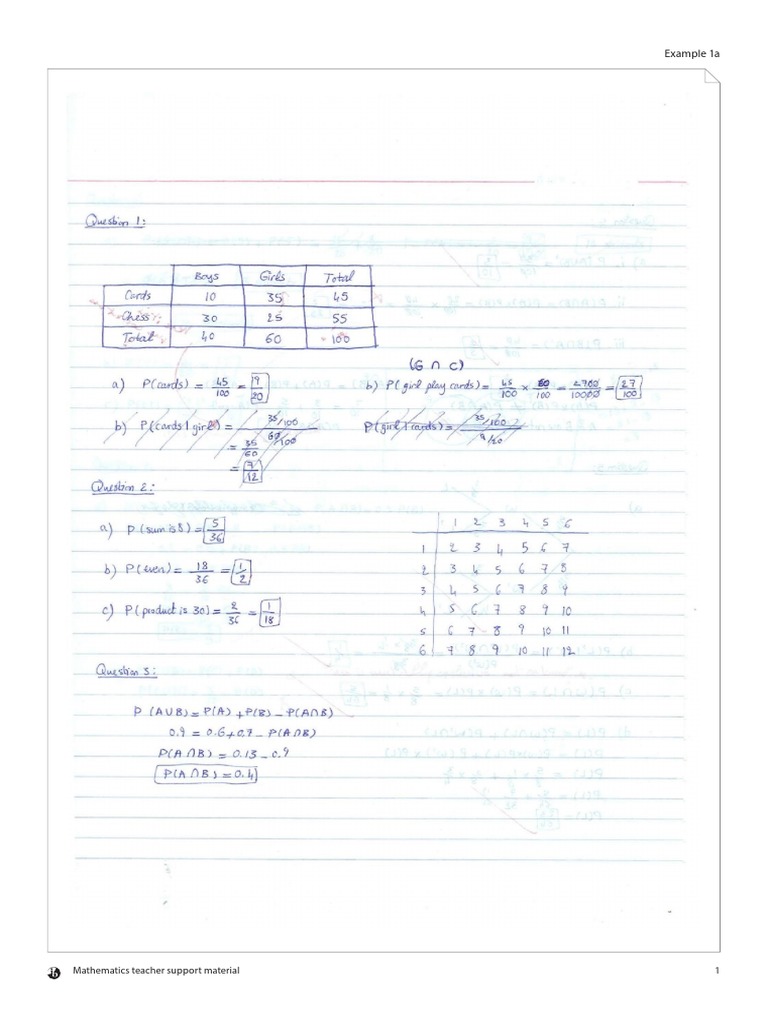 Math teacher support material example 1a | PDF