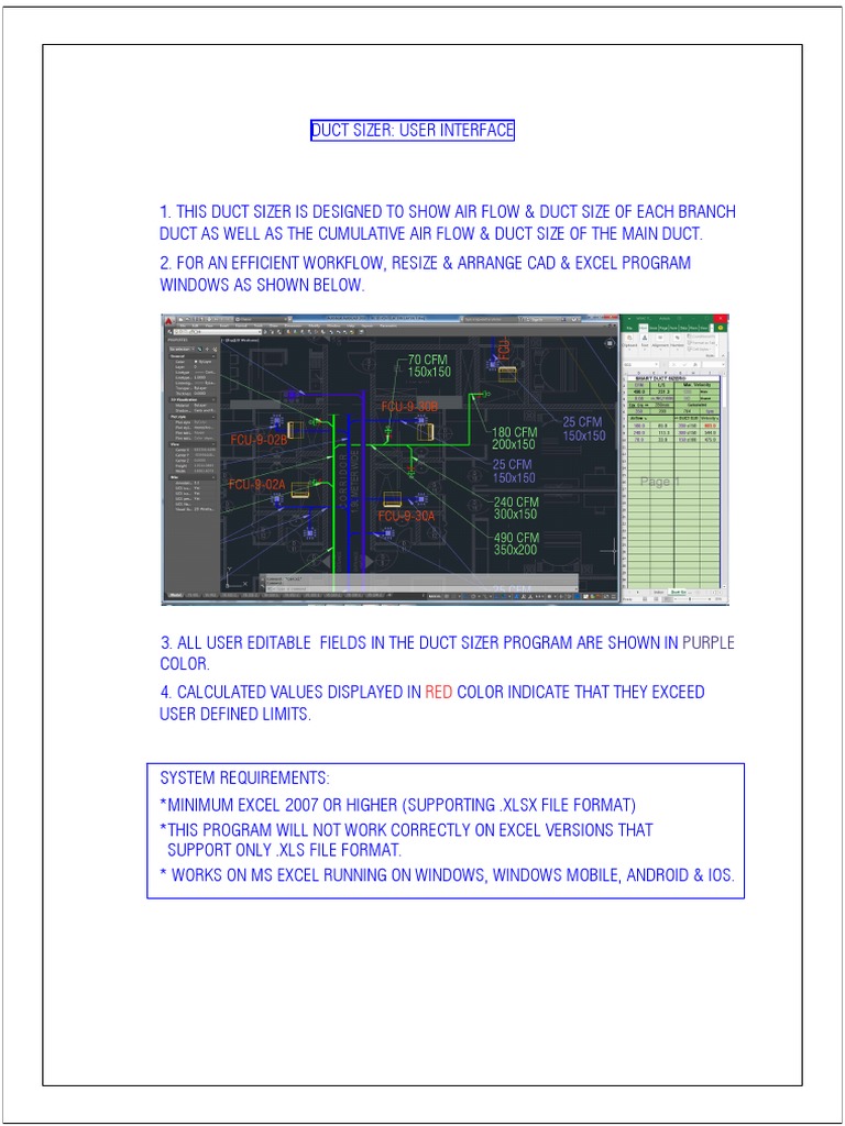 Smart Duct Sizer | PDF | Microsoft Excel | Ventilation (Architecture)