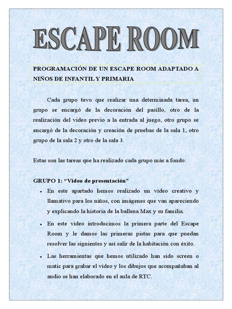 Escape Room - Subir | PDF | Ocio | Informática y tecnología de la ...