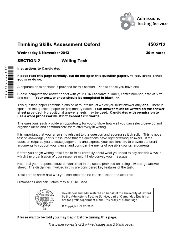 Tsa Oxford 2013 Section 2 PDF | PDF | Cognition