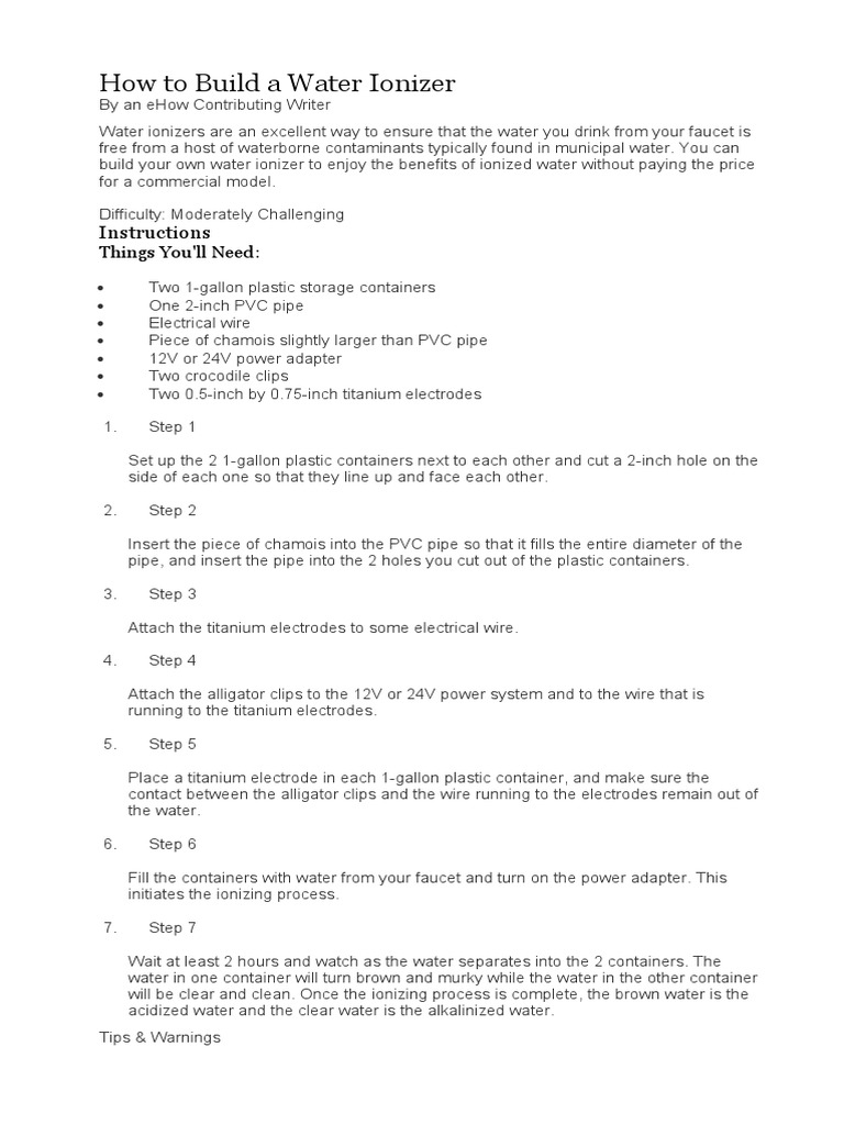 DIY Guide to Building a Basic Water Ionizer Using Common Household ...