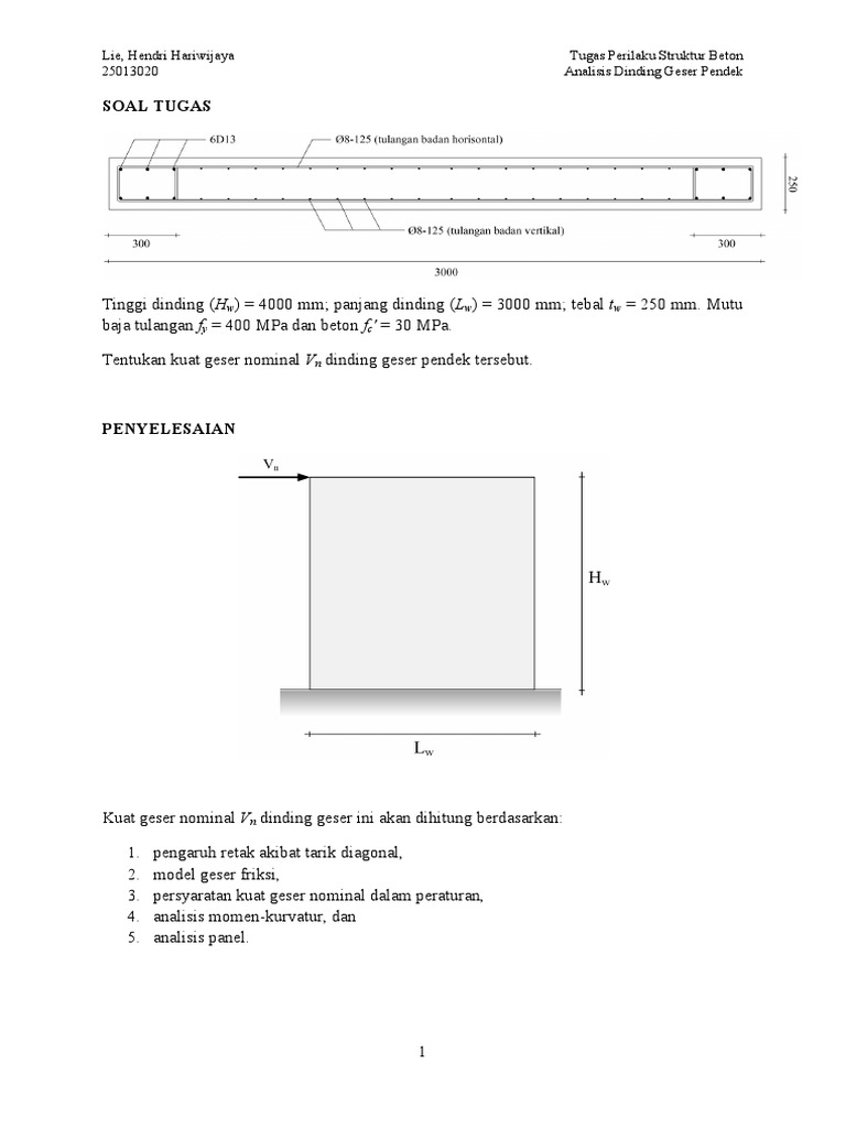 Analisis Dinding Geser Pendek - Struktur Beton Bertulang