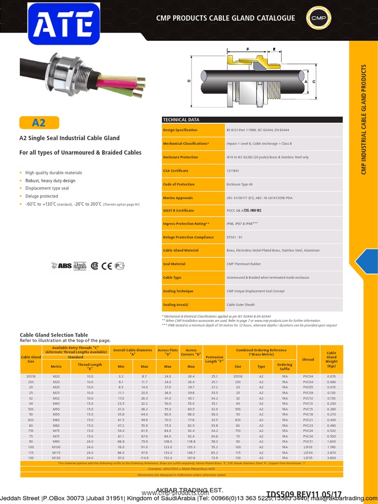 CMP A2 Single Seal Industrial Cable Gland-AKBAR TRADING | PDF ...