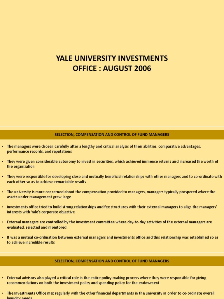 Yale University | PDF | Private Equity | Investment Management