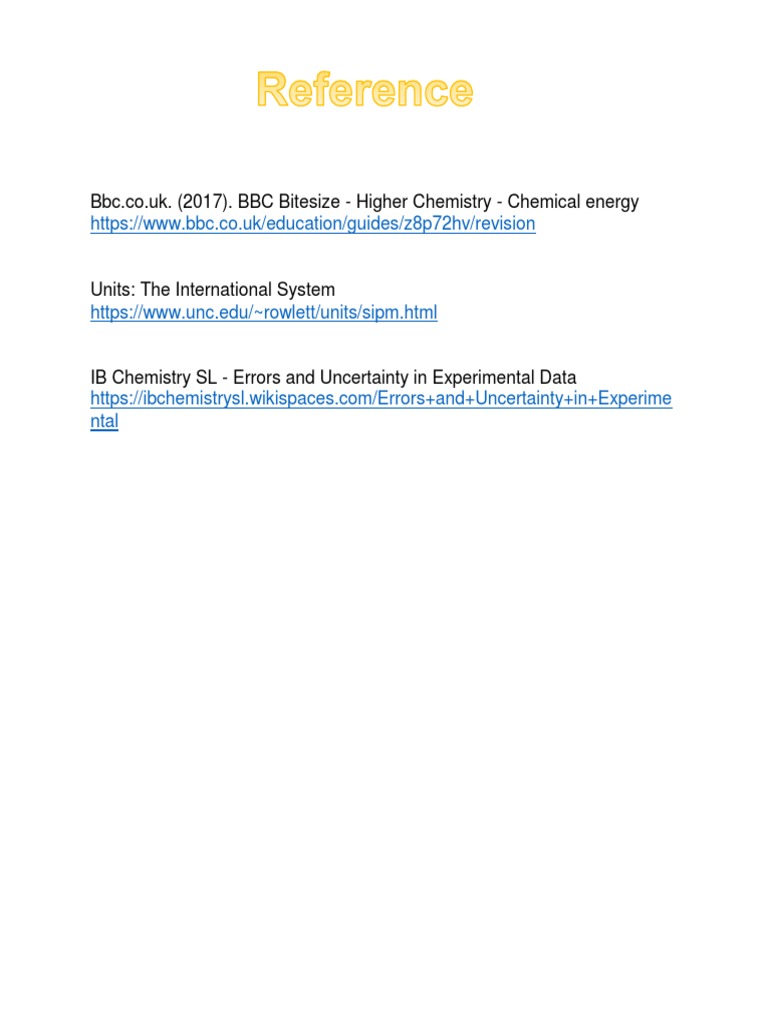 BBC - Co.uk. (2017) - BBC Bitesize - Higher Chemistry - Chemical Energy ...