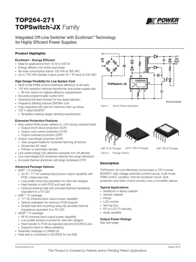 TOP264VG-Power Integrations PDF | PDF | Mosfet | Field Effect Transistor