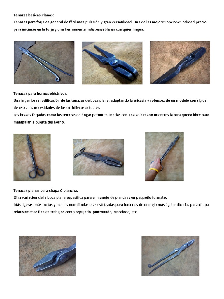 Tipos y Usos de Tenazas para Forja | PDF | Herramientas | Forjar