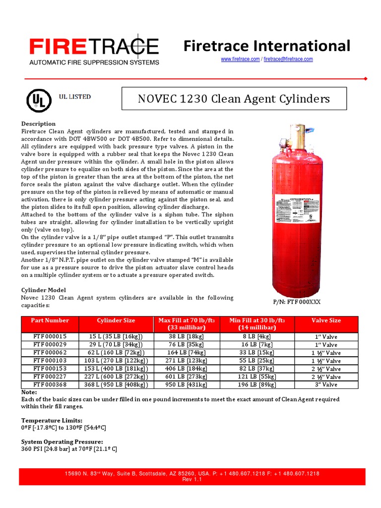 0001-9701-NOVEC 360 Clean Agent Cylinders | PDF | Cylinder (Engine ...