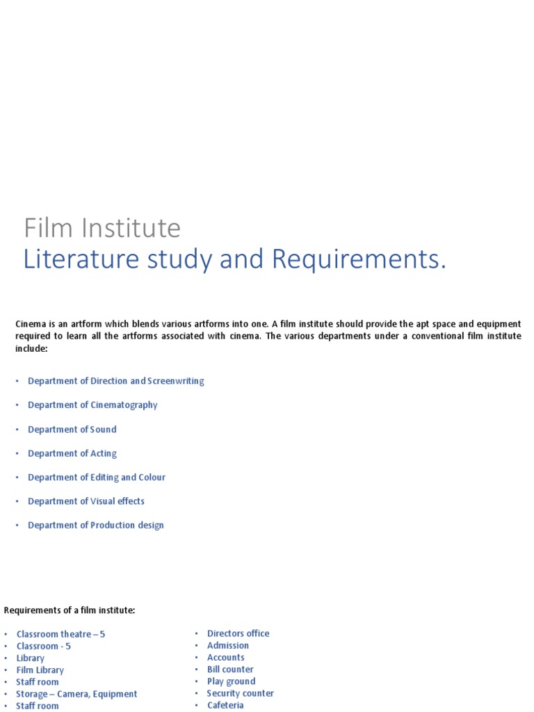 Film Institute Requirements | PDF