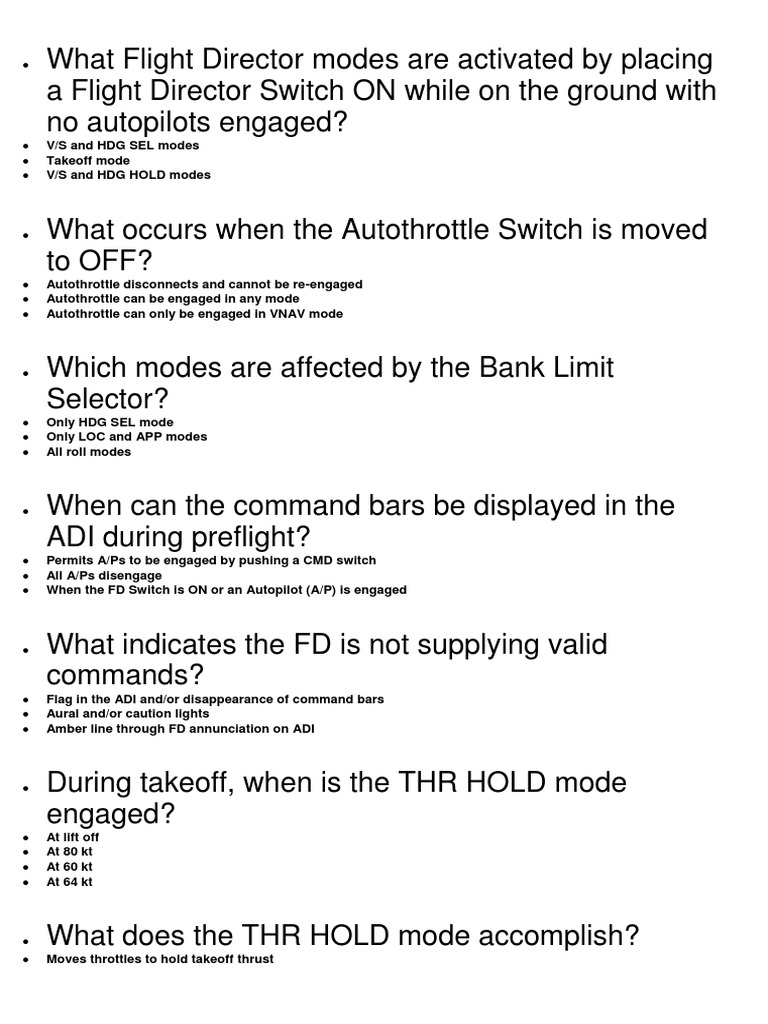 QCM Automatic Flight | PDF | Aviation | Systems Engineering