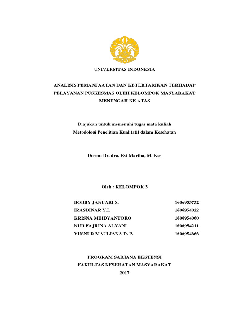 Proposal Metlit Kelompok | PDF | Pengembangan Diri