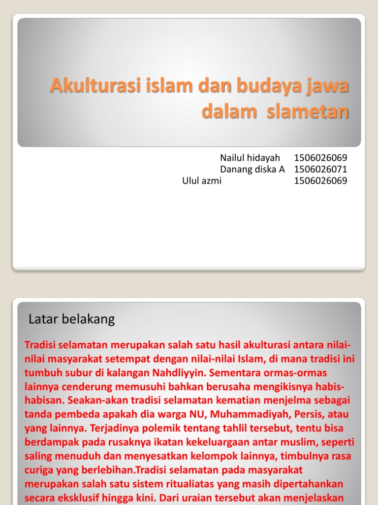 Akulturasi Islam Dan Budaya Jawa Dalam Slametan | PDF