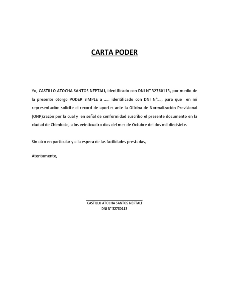 Carta Poder Simple