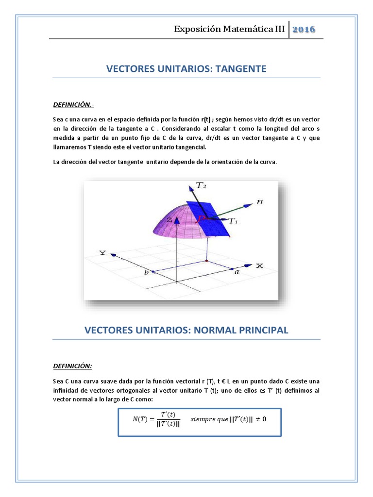 Vectores Unitarios | PDF | Espacio vectorial | Curva