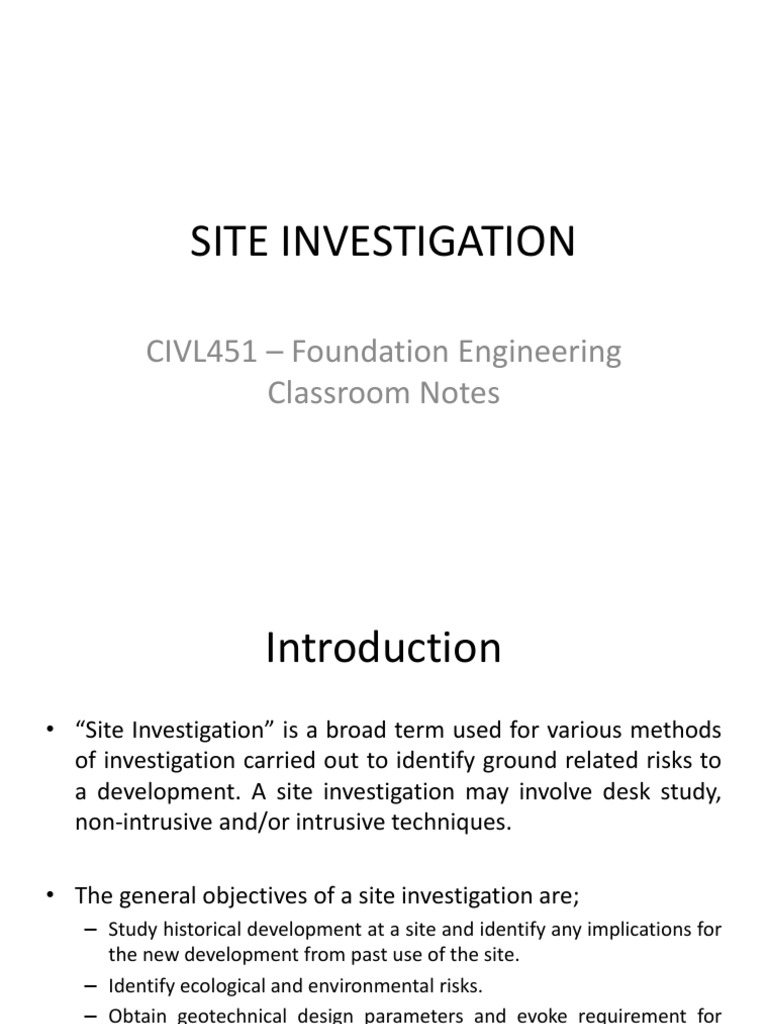 Foundation Site Investigation | PDF | Drilling Rig | Geotechnical ...