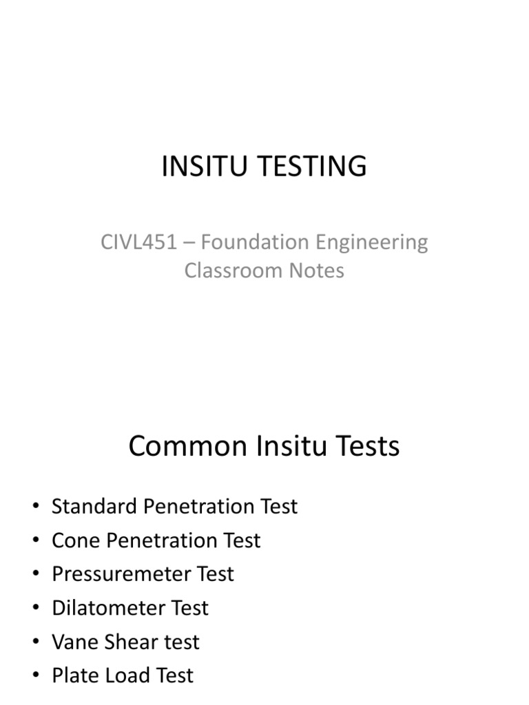 Overview of Insitu Testing Methods | PDF | Solid Mechanics | Applied ...