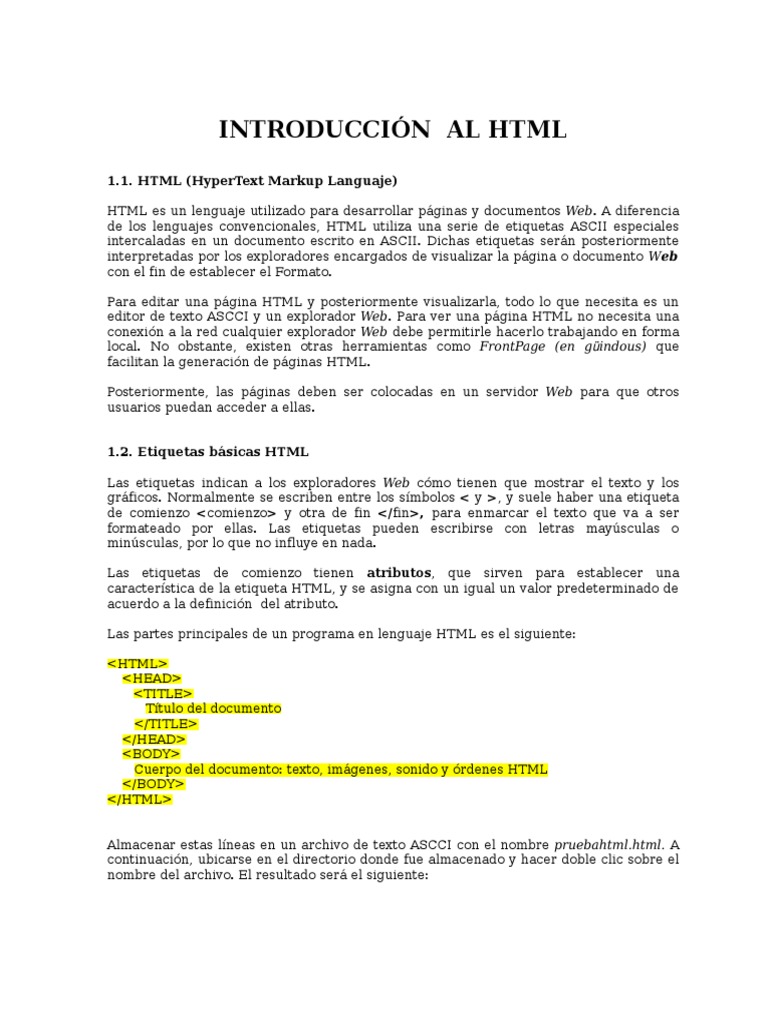 Introduccion Al HTML | PDF | HTML | Hipervínculo