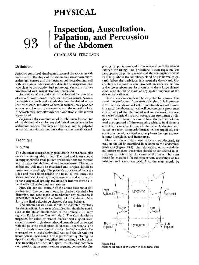 Inspection, Auscultation, Abdomen PDF | PDF | Abdomen | Medicine