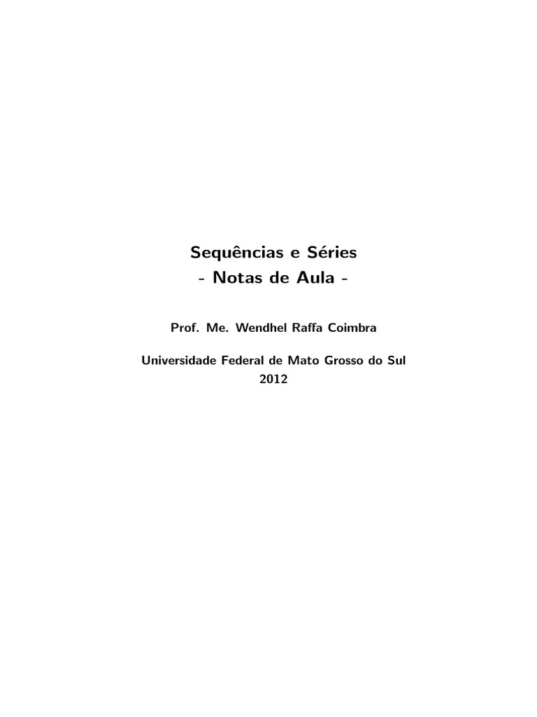 Sequencias e Series Notas de Aula PDF | PDF | Axioma | infinito