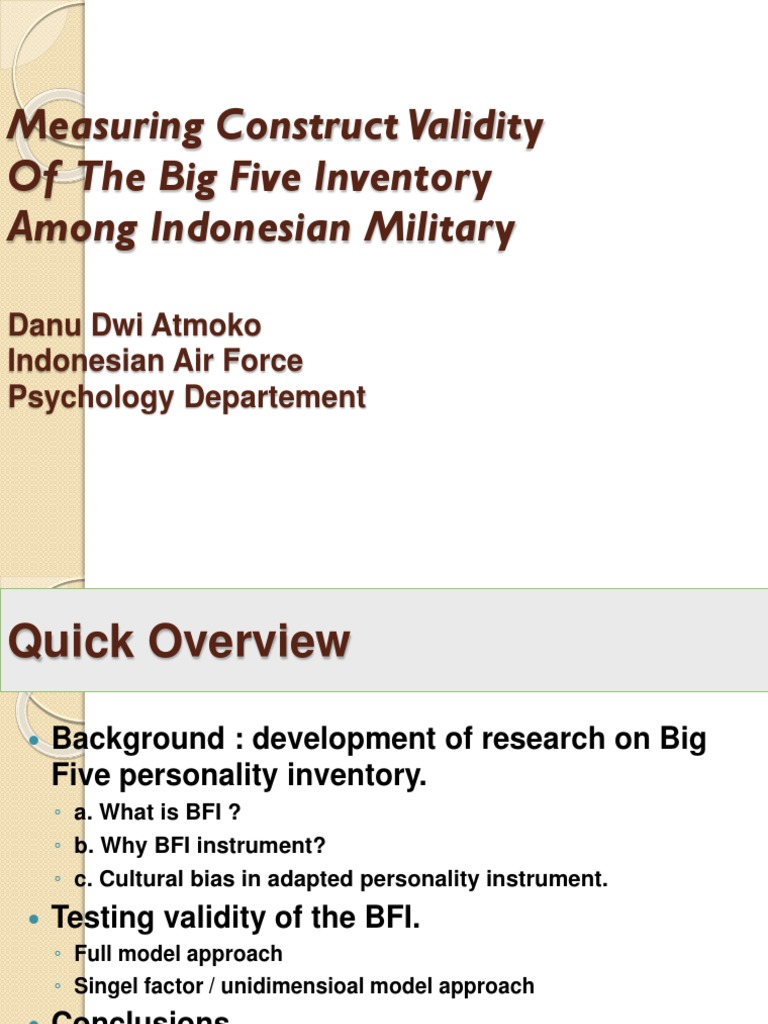 Measuring Construct Validity of The Big Five Inventory Among Indonesian ...