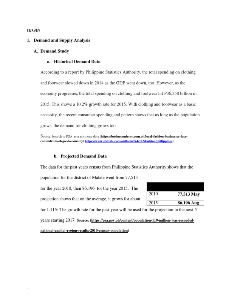 Demand and Supply Analysis A. Demand Study A. Historical Demand Data ...
