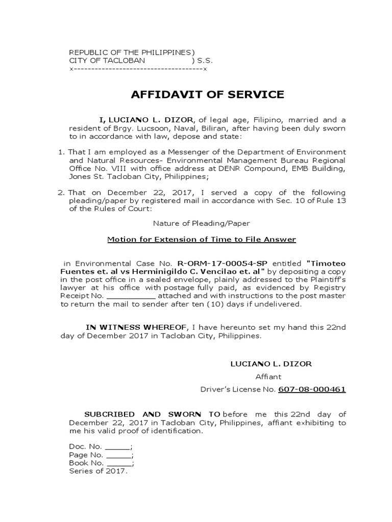Affidavit of Service | PDF