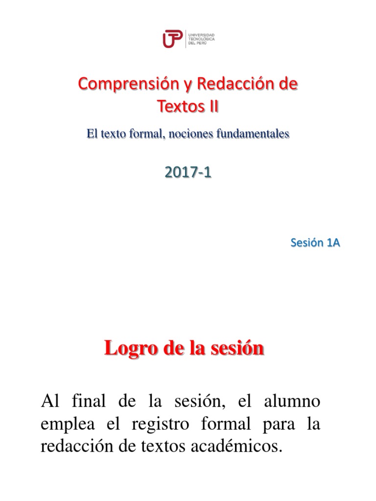 1A-ZZ04 El Texto Formal 2017-1 | PDF | Oración (Lingüística ...