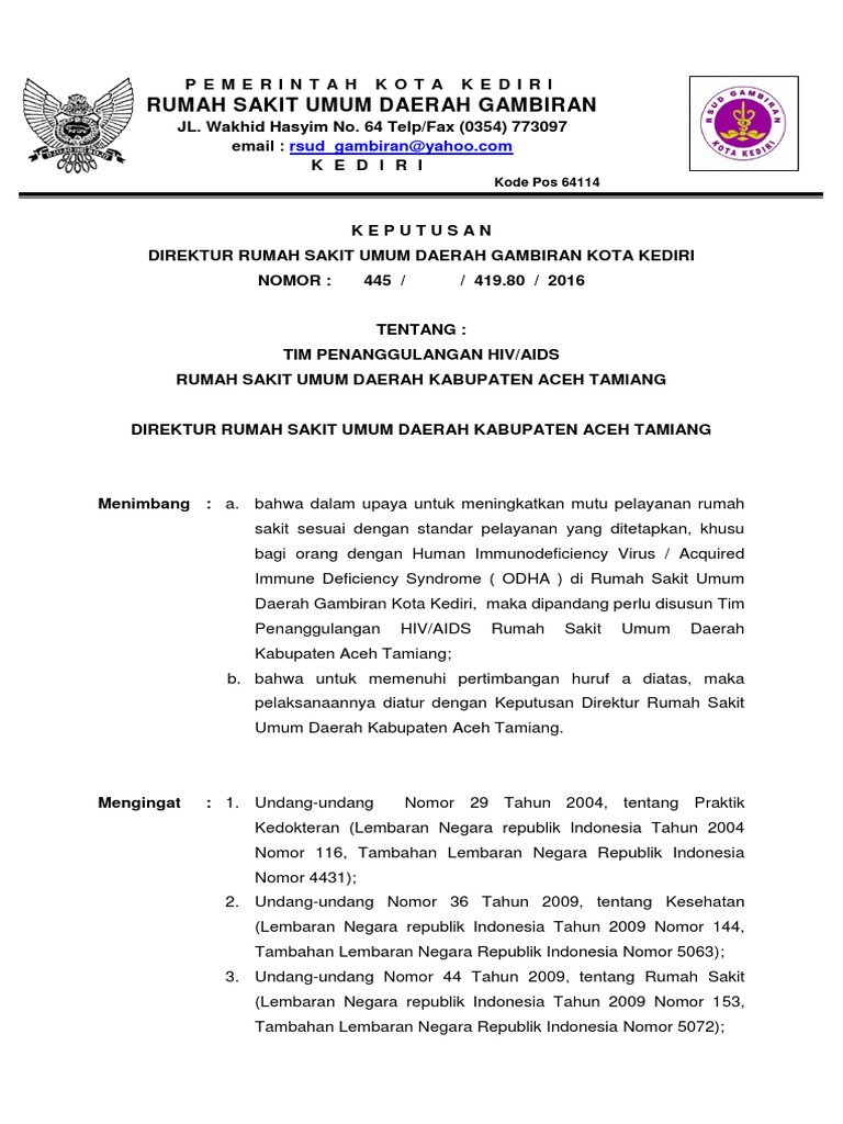 SK Tim Penanggulangan Hiv Revisi 2 | PDF