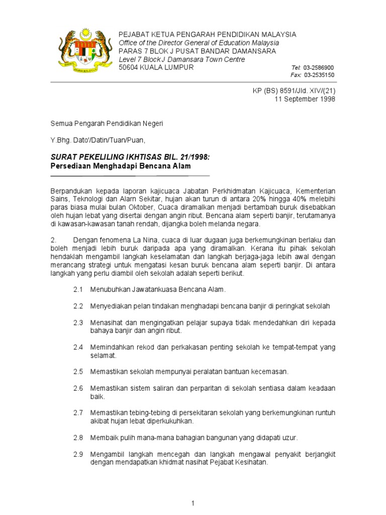 Pekeliling Bencana | PDF