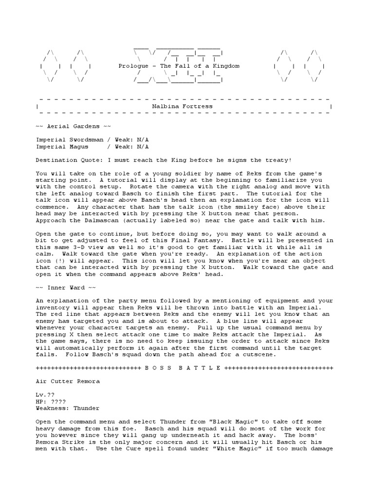 FF12 Walkthrough Details | PDF | Menu (Computing) | Tunnel