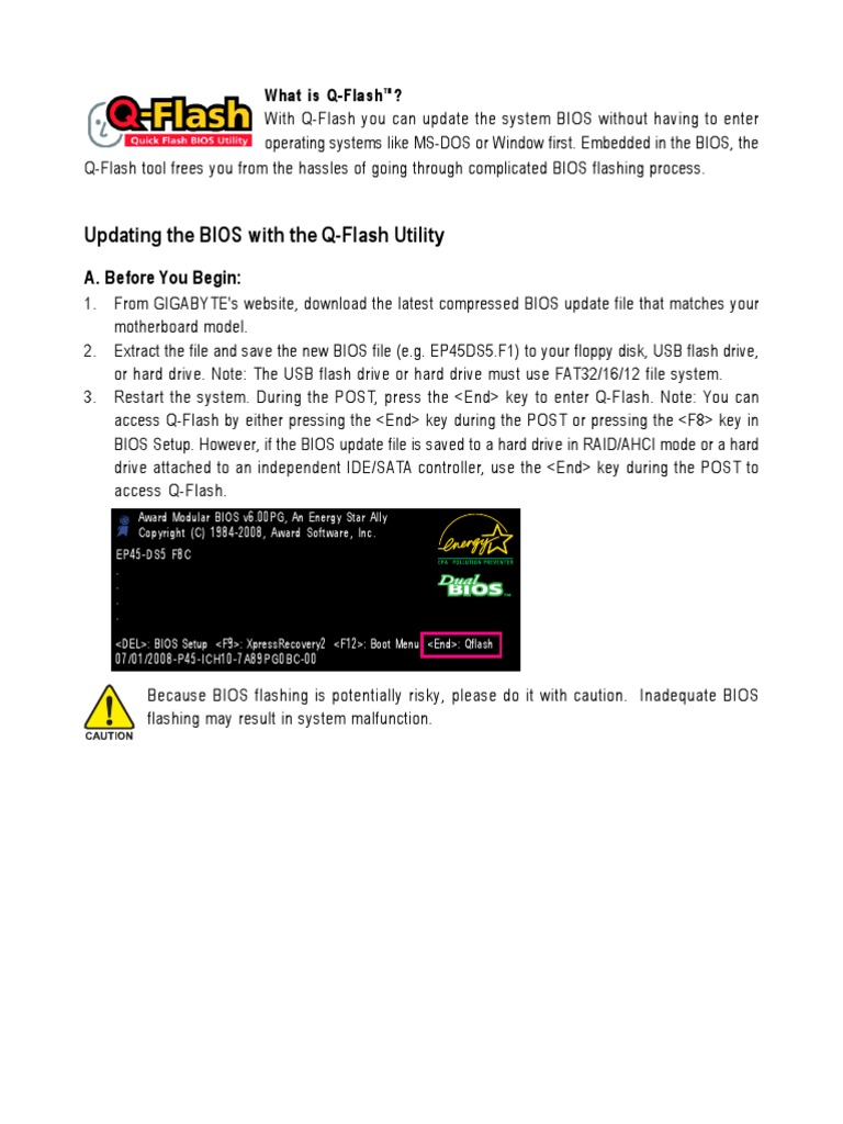 Q-Flash Guide | PDF | Bios | Hard Disk Drive