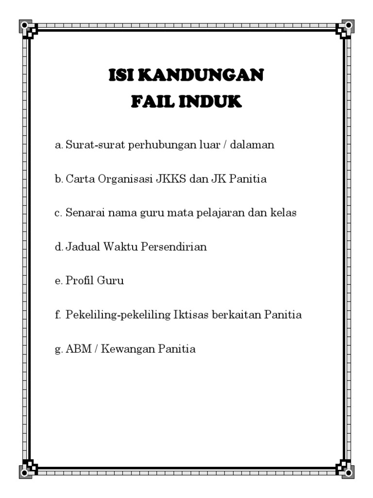 Isi Kandungan Fail Induk | PDF