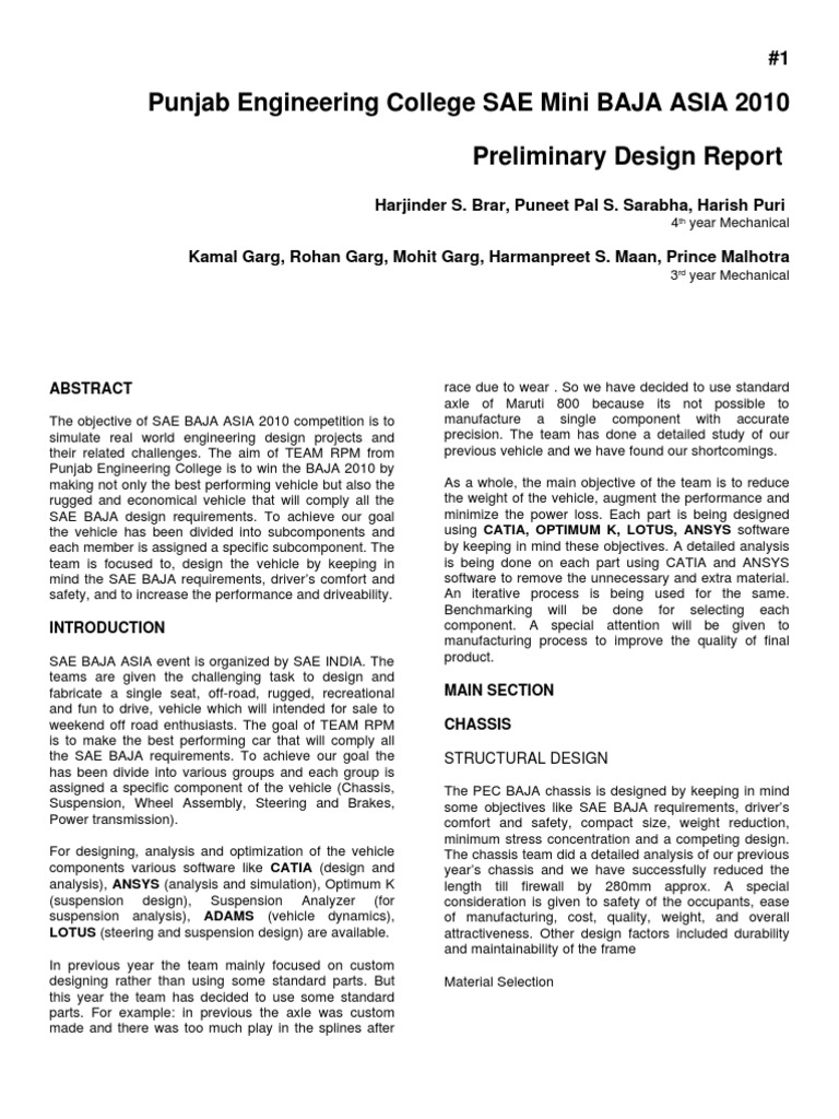 Design Report of Sae Baja India | Download Free PDF | Transmission ...
