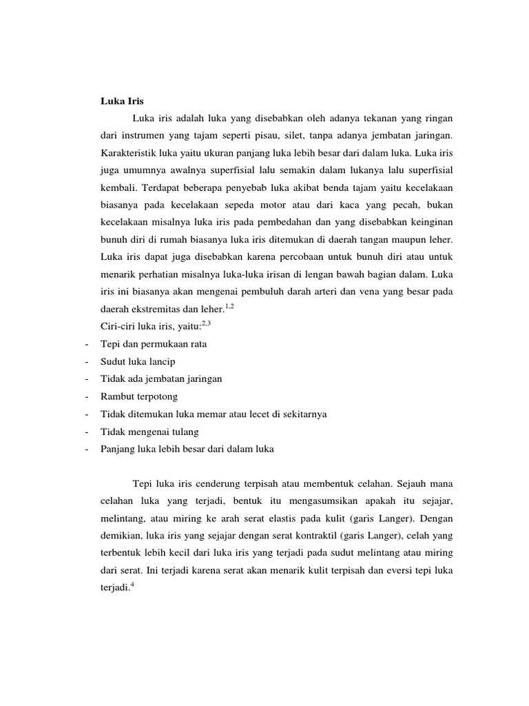 Ciri dan Penyebab Luka Iris pada Tubuh | PDF