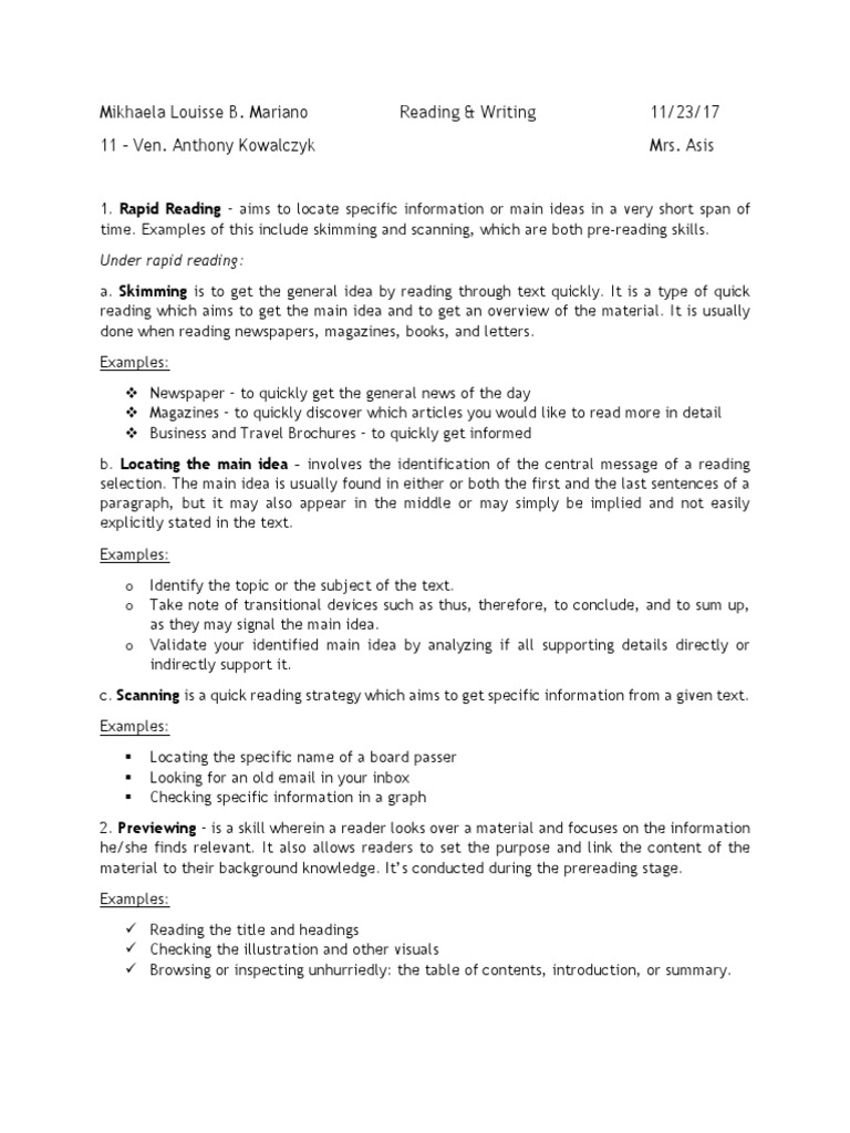 Basic Reading Skills | PDF | Speed Reading | Epistemology