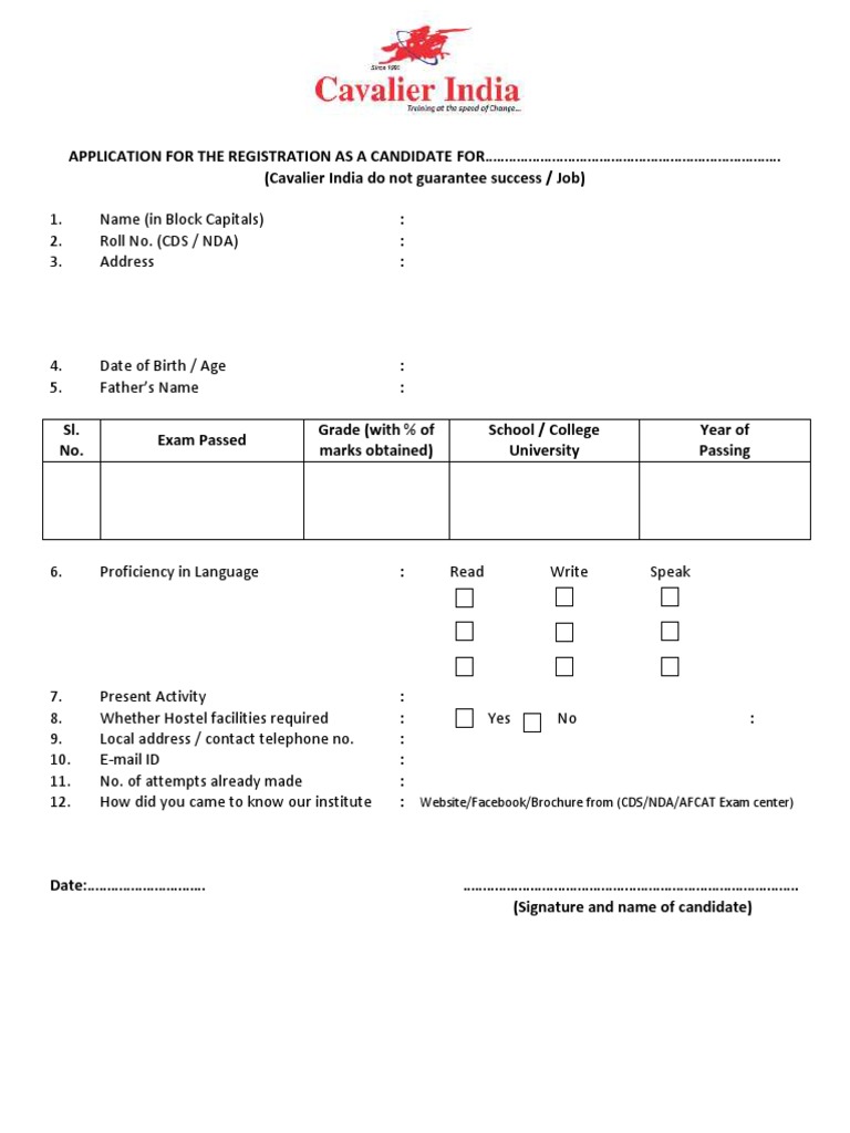 Application Form | PDF | Test (Assessment) | Business