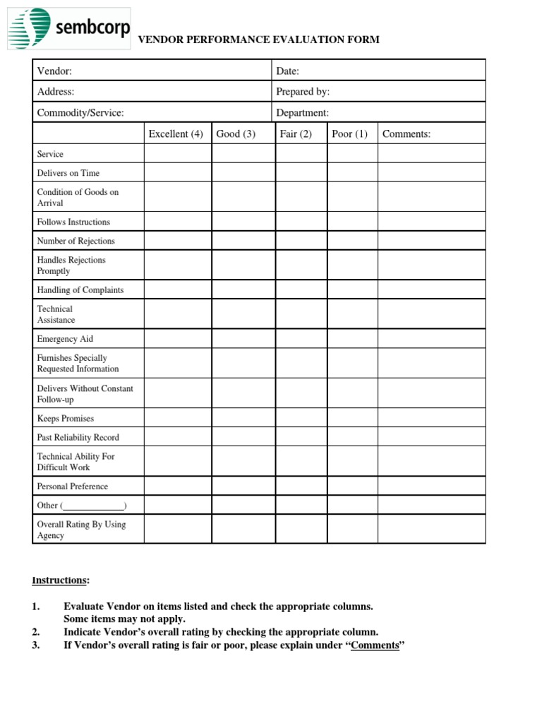 Vendor Evaluation Template | PDF