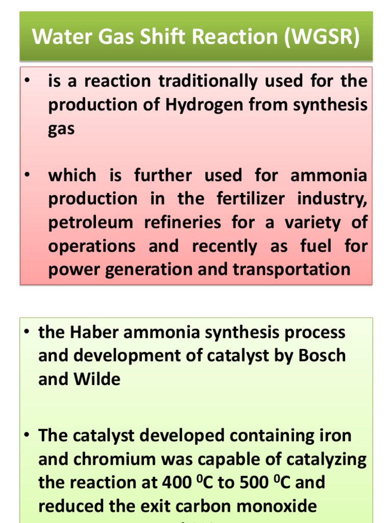 Water Gas Shift Reaction (WGSR) | PDF | Catalysis | Chemical Process ...