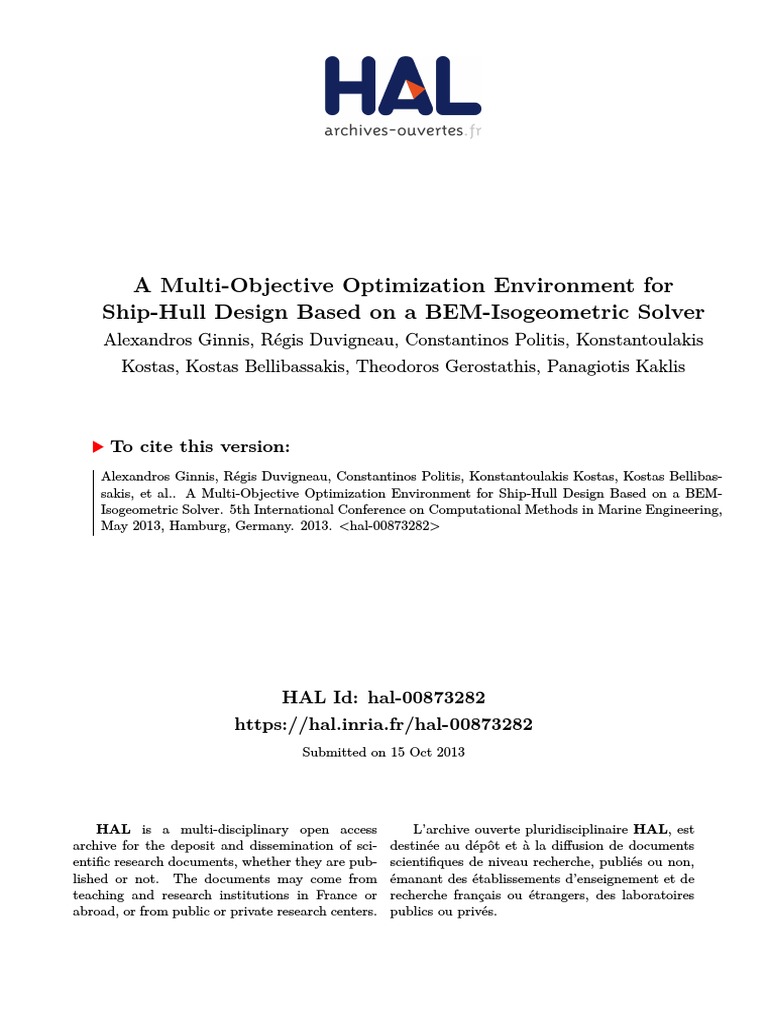 A Multi-Objective Optimization Environment For Ship-Hull Design Based ...