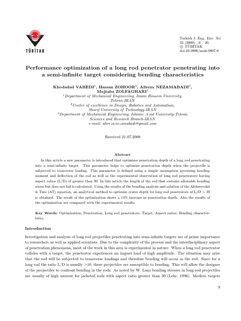 PDF - Performance Optimization of A Long Rod Penetrator Penetrating ...