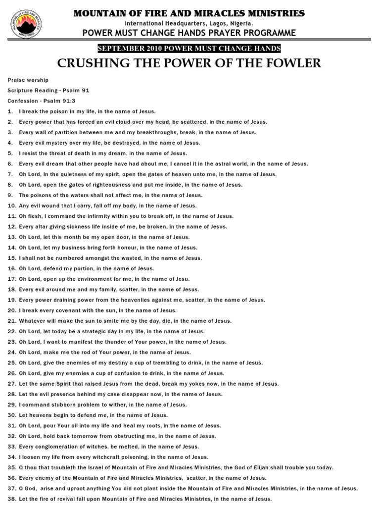 MFM Prayer Points for Breakthrough | PDF | Miracle | Witchcraft