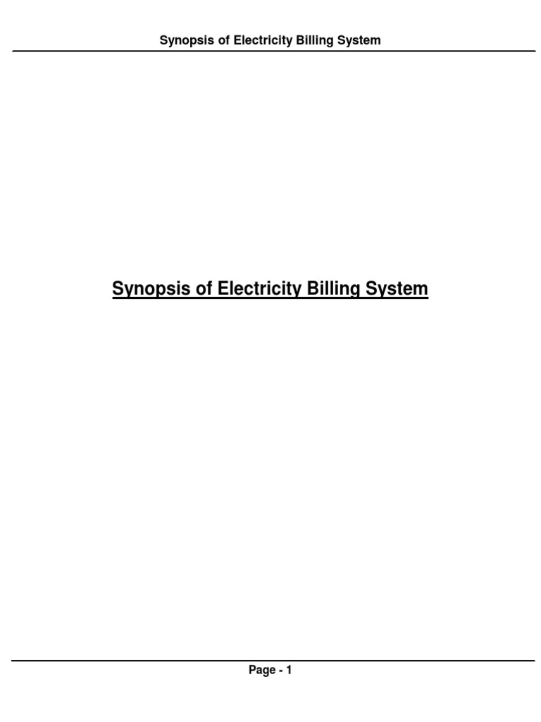 Synopsis of Electricity Billing System | PDF | Relational Database ...