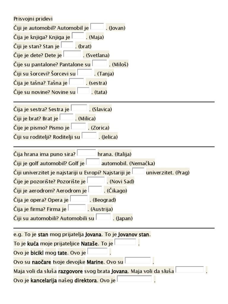 Prisvojni Pridevi 1 | PDF