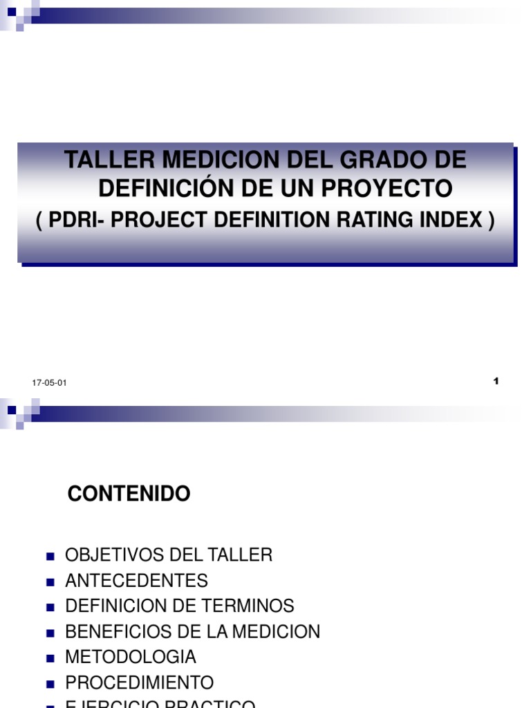 Presentacion Taller PDRI Project Definition Rating Index | PDF | Business