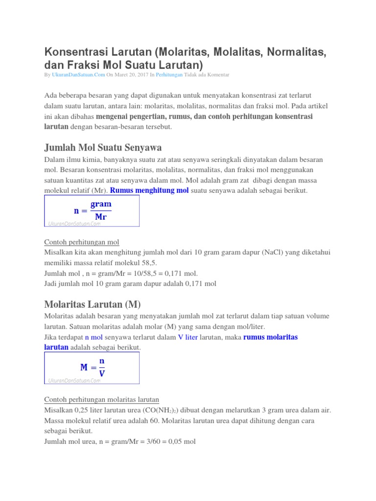 Konsentrasi Larutan | PDF
