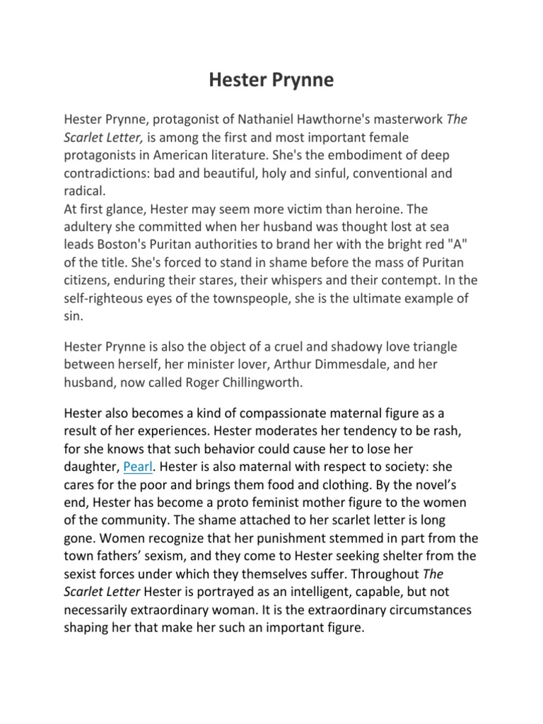 Hester Prynne | PDF | The Scarlet Letter
